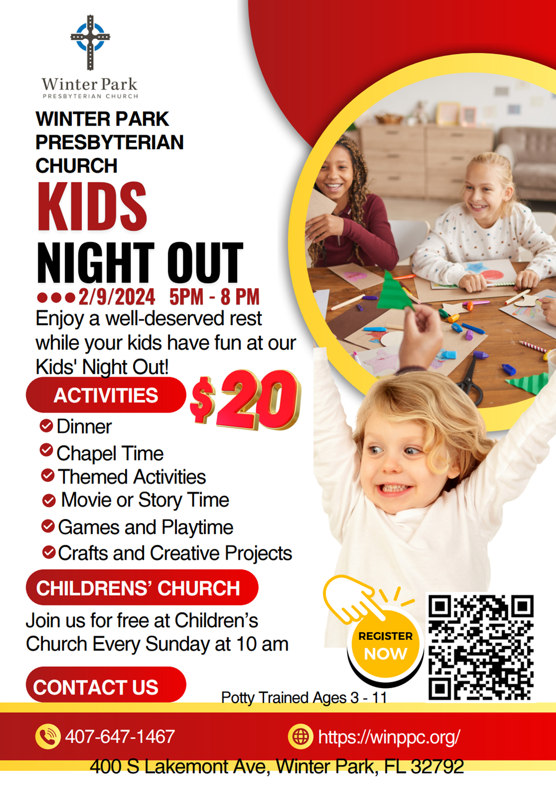 Kid's Night Out - February 9th - Winter Park Presbyterian Church